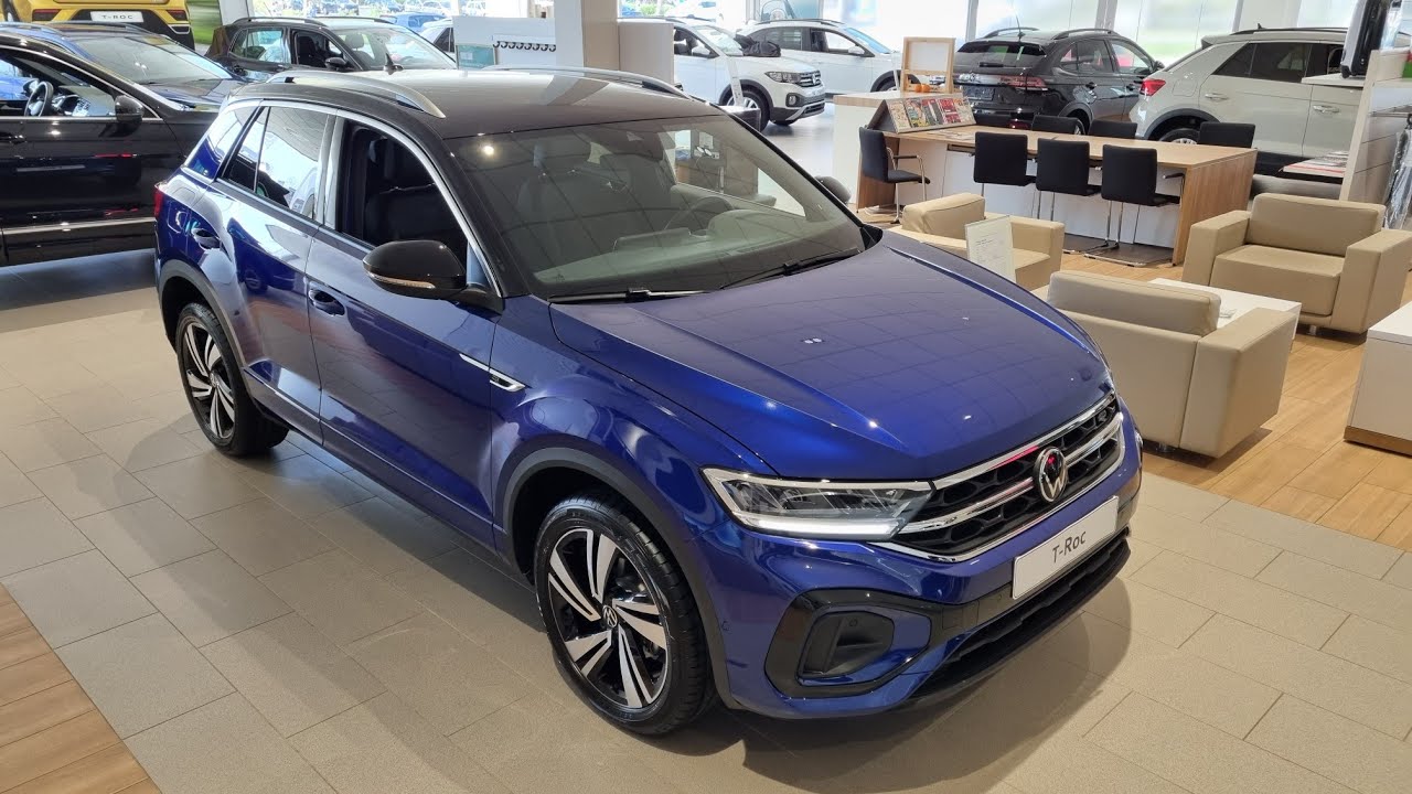 New 2022 Volkswagen T-Roc R-Line Lapiz Blue Walkaround - YouTube