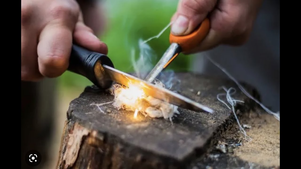 Bear Grylls Chakmak pathar | How to light up fire using a Flint - YouTube