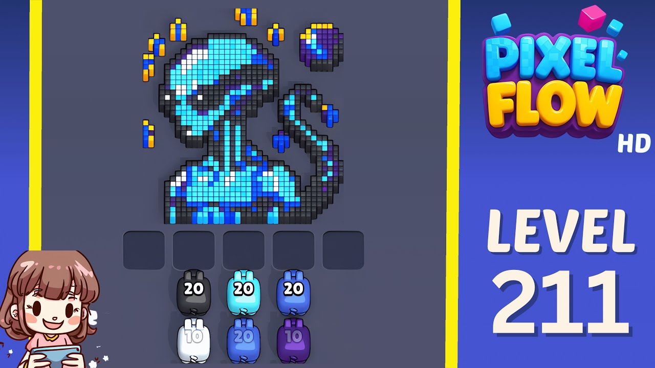 Pixel Flow Level 211 Solution Walkthrough - YouTube