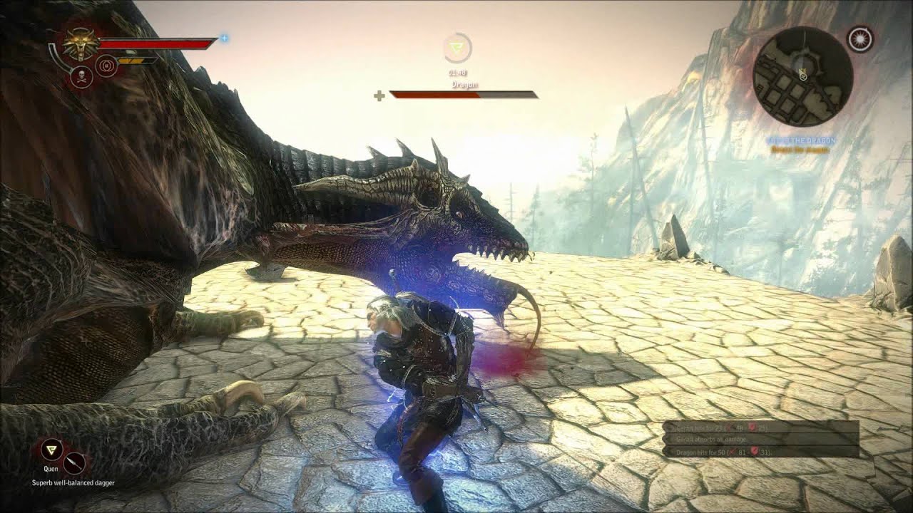 The Witcher 2 - Dragon Boss Fight (chapter 3) - YouTube