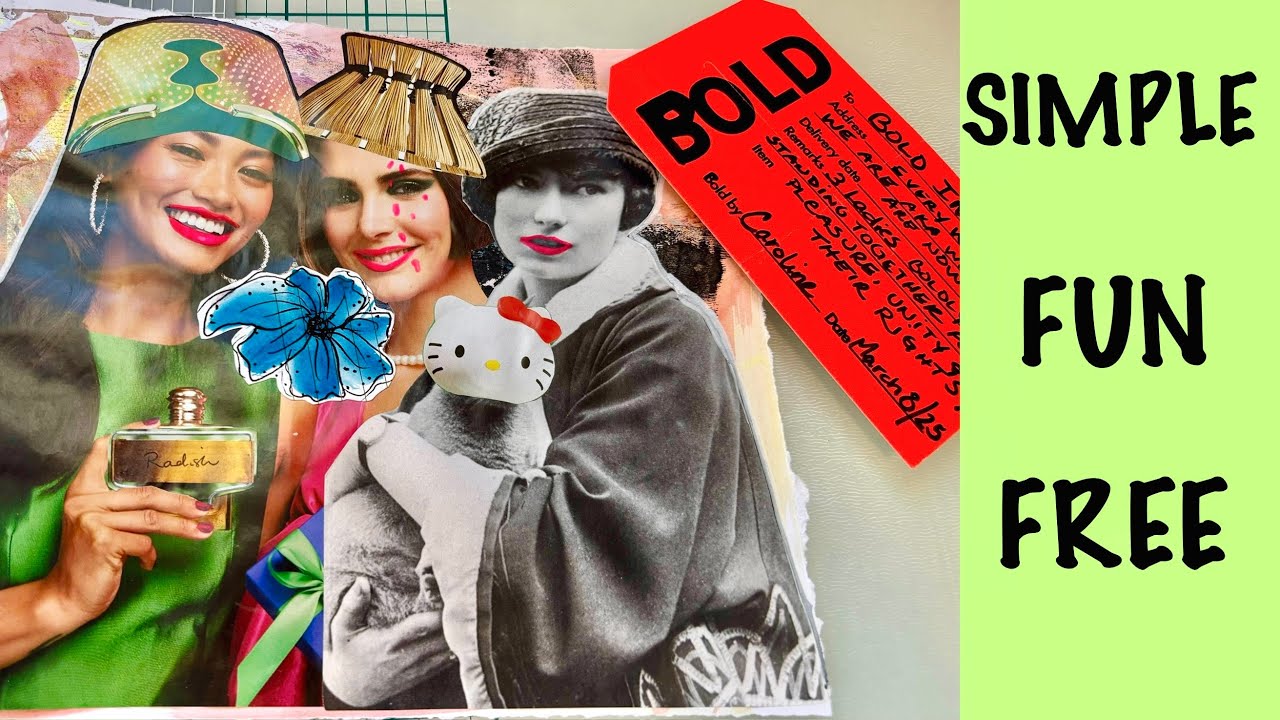 Junk Journal Art Page with Magazine Fodder & Desk Scraps - YouTube