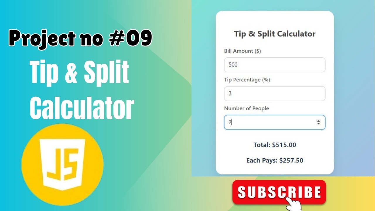Modern Tip & Split Calculator | Project #09 of 100 Js Project Series # ...