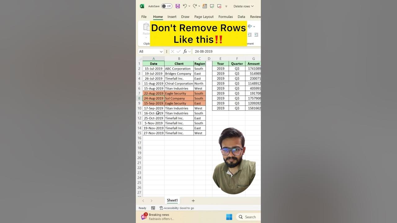 Don't Remove Rows in Excel‼️Instead Use Superb Excel Trick #exceltips #exceltricks #shorts # ...