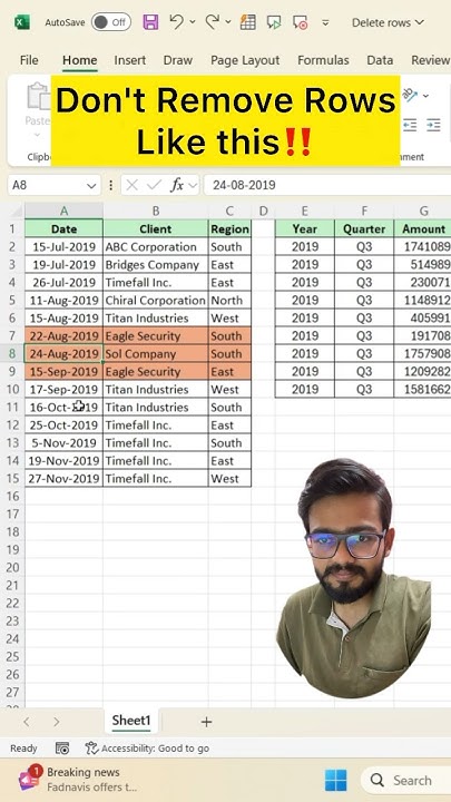 Don't Remove Rows in Excel‼️Instead Use Superb Excel Trick #exceltips #exceltricks #shorts # ...
