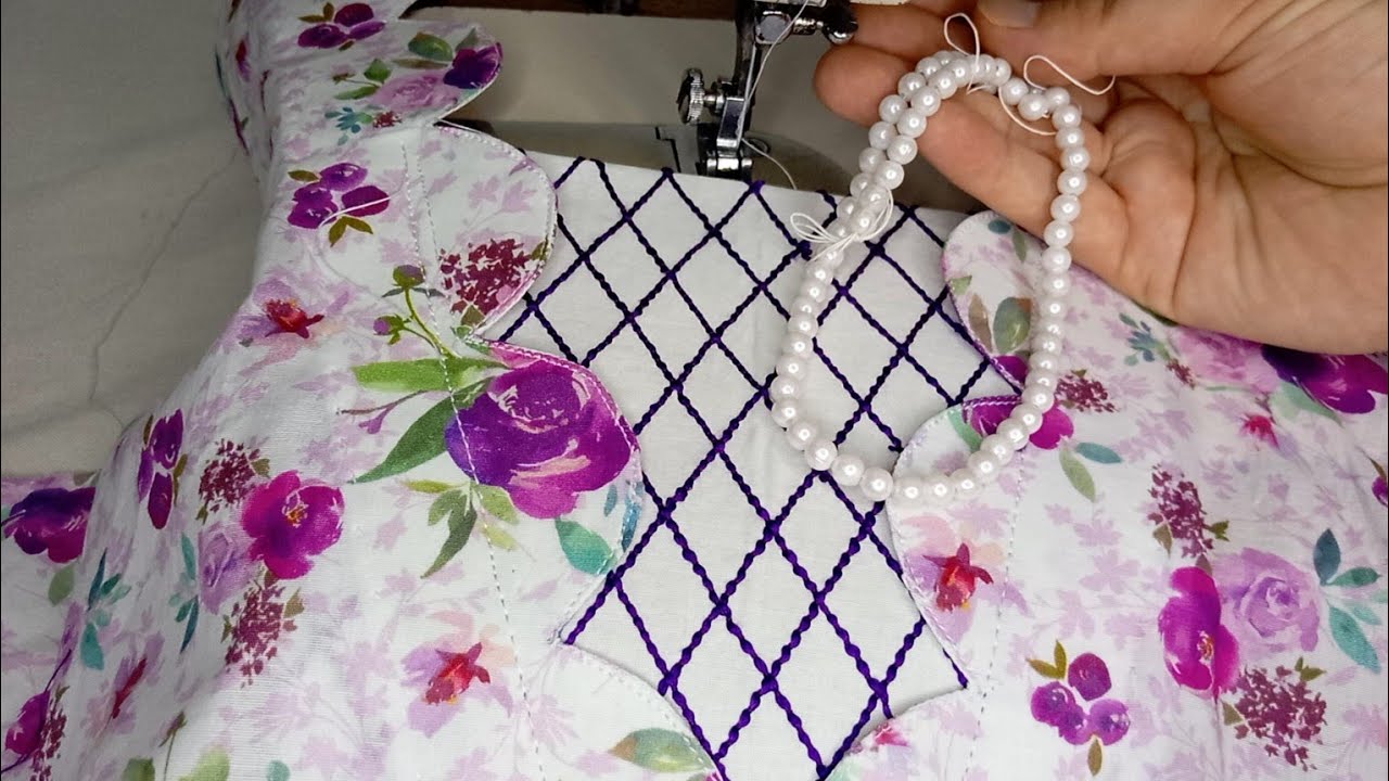 v shape cutwork neck design cutting and stitching for summer dress ...