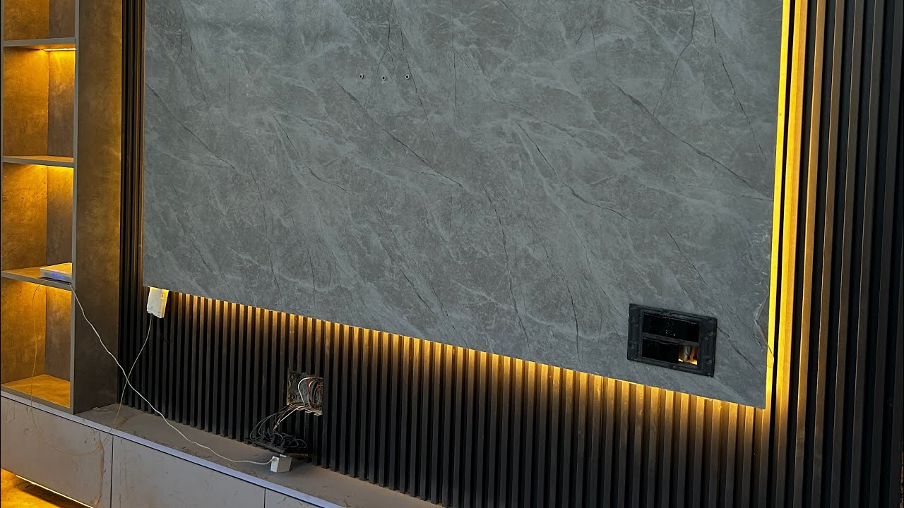 Making beautiful TV unit with UV marble sheet and WPC. - YouTube