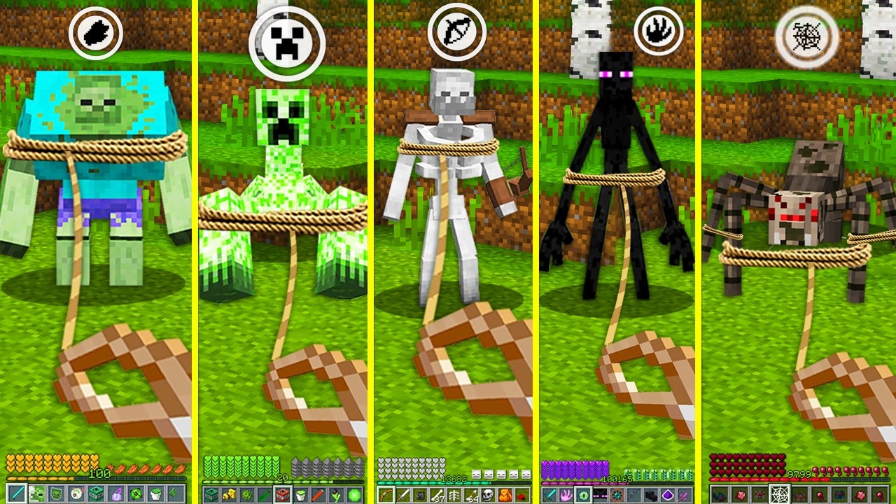 I TAMED ALL MUTANT MOBS in MINECRAFT SPIDER ZOMBIE ENDERMAN CREEPER ...