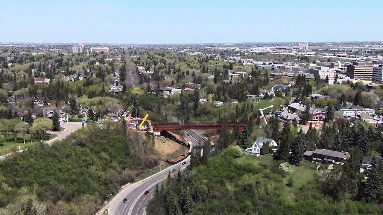 Aerial Video of 107 Ave Bridge over Groat Road in Edmonton - YouTube