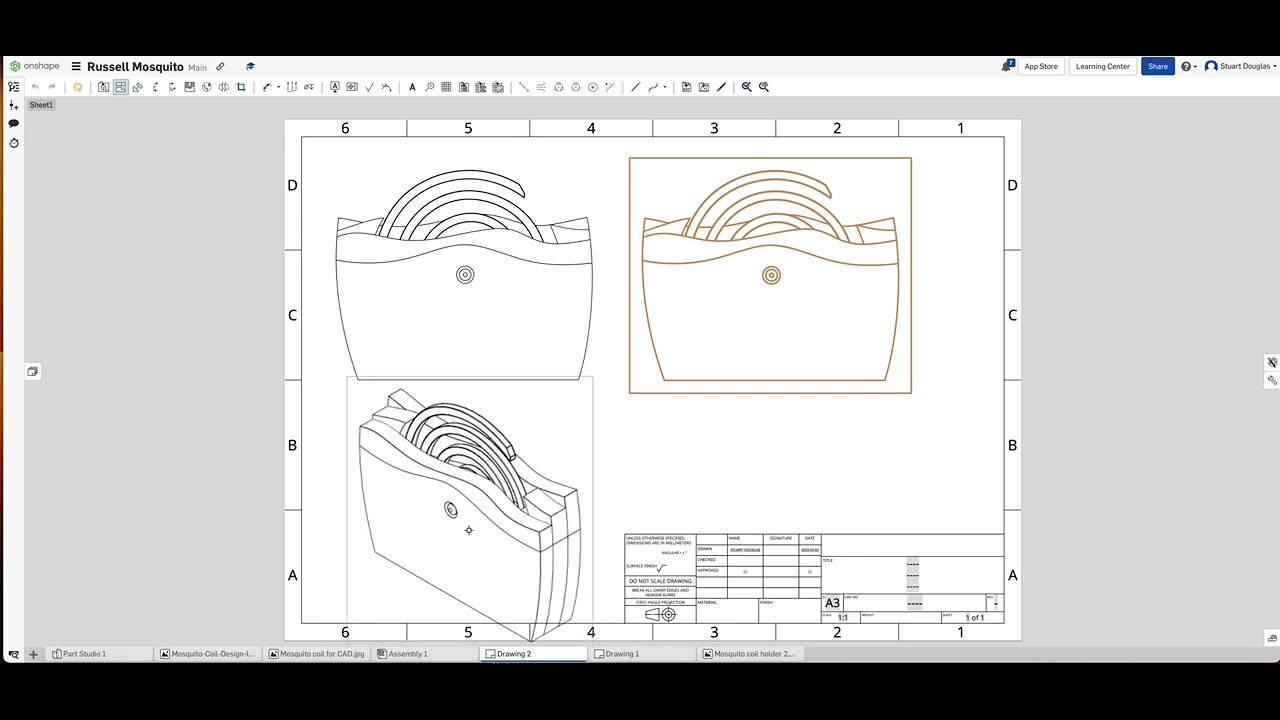 Onshape - Mosquito Coil Holder project Step 10 - YouTube