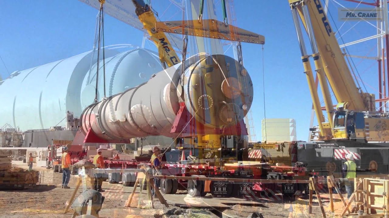 Mr. Cranes uses Large hydro's to set 318,549# evaporator Tower Show ...