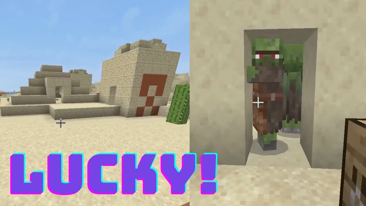 Minecraft - Lucky spawn with abandoned village and desert temple! - YouTube
