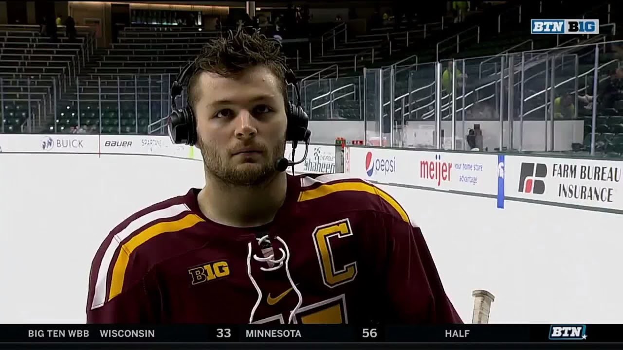 Tyler Sheehy Talks to BTN After 5-4 Win Over Spartans - YouTube