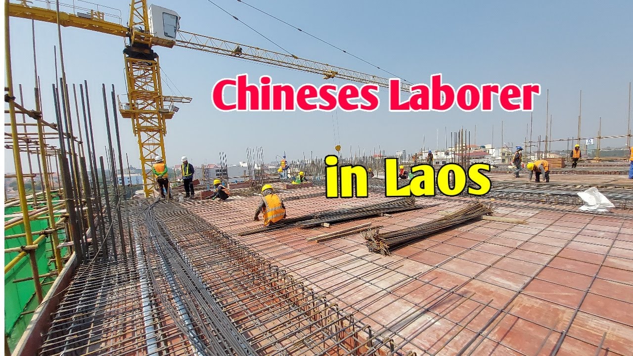 Construction in Vientiane, Life of Chineses laborer in Laos - YouTube