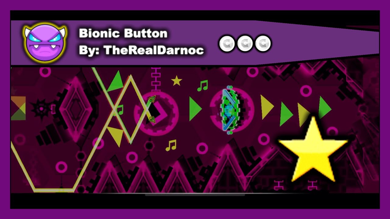 [DEMON LEVEL] Geometry Dash - Bionic Button by TheRealDarnoc All Coins ...