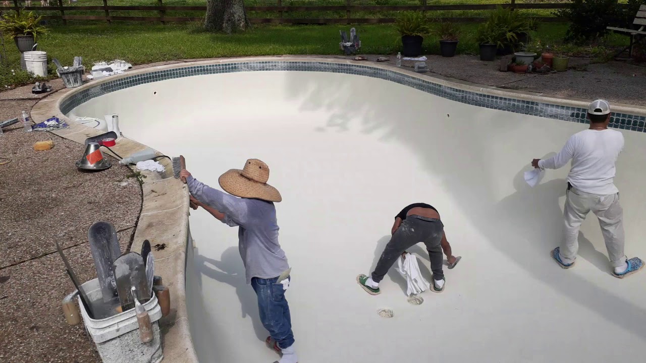 White Pool Plaster Remodel at Charming Farm in Alvin, Texas - YouTube