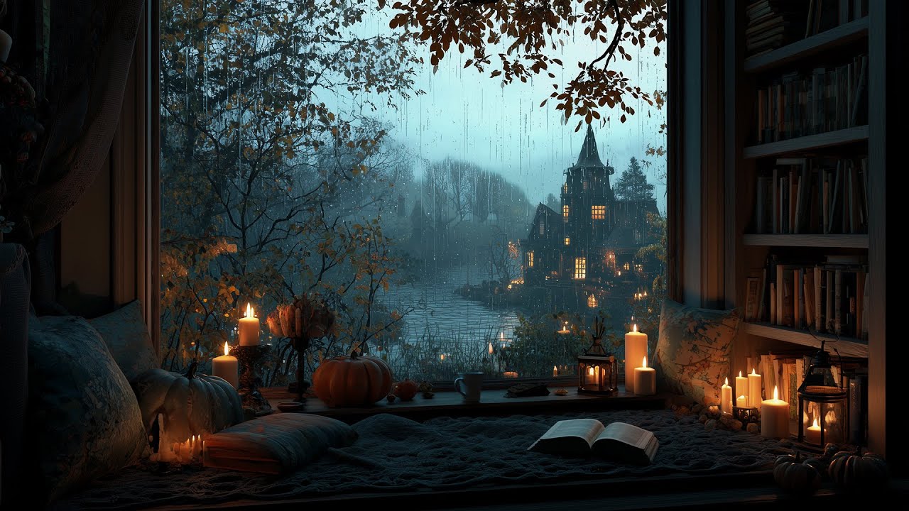 A Rainy Night of Solitude 🕯 Dark Academia Ambience with Candlelight for ...