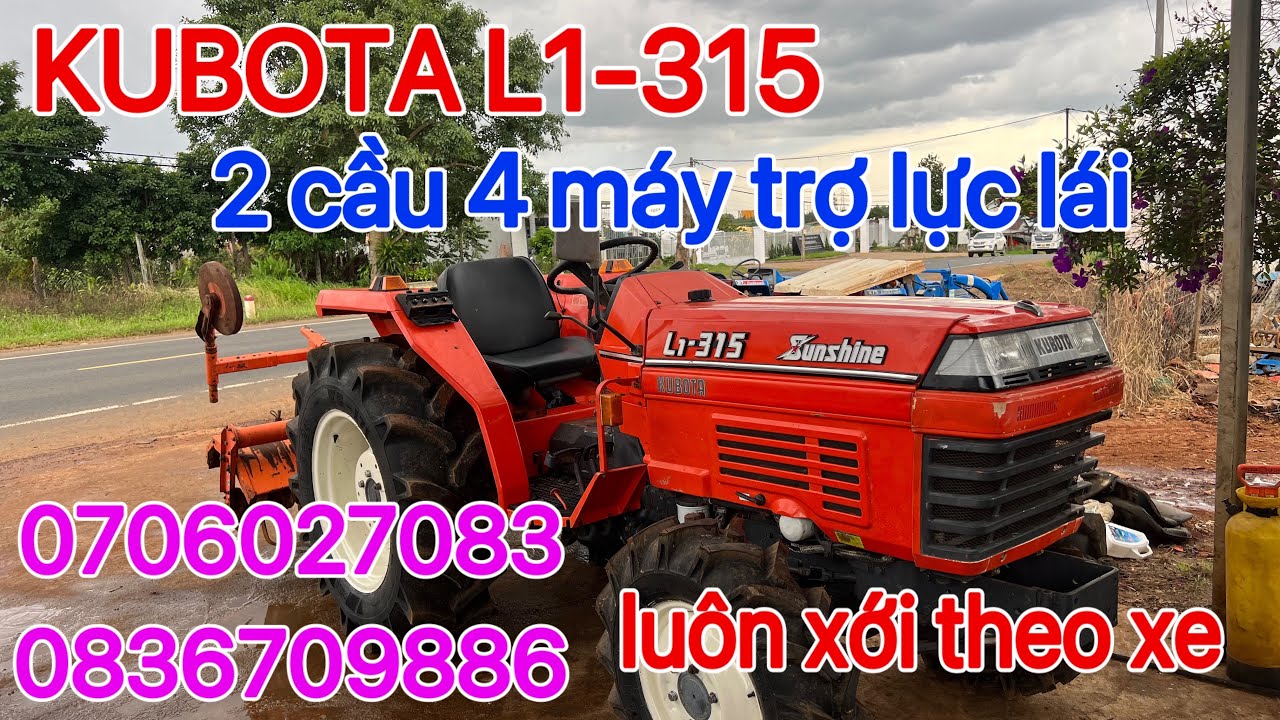 Báo giá kubota l1-315 2 cầu 4 máy trợ lực lái xe bãi có luôn xới theo xe - YouTube