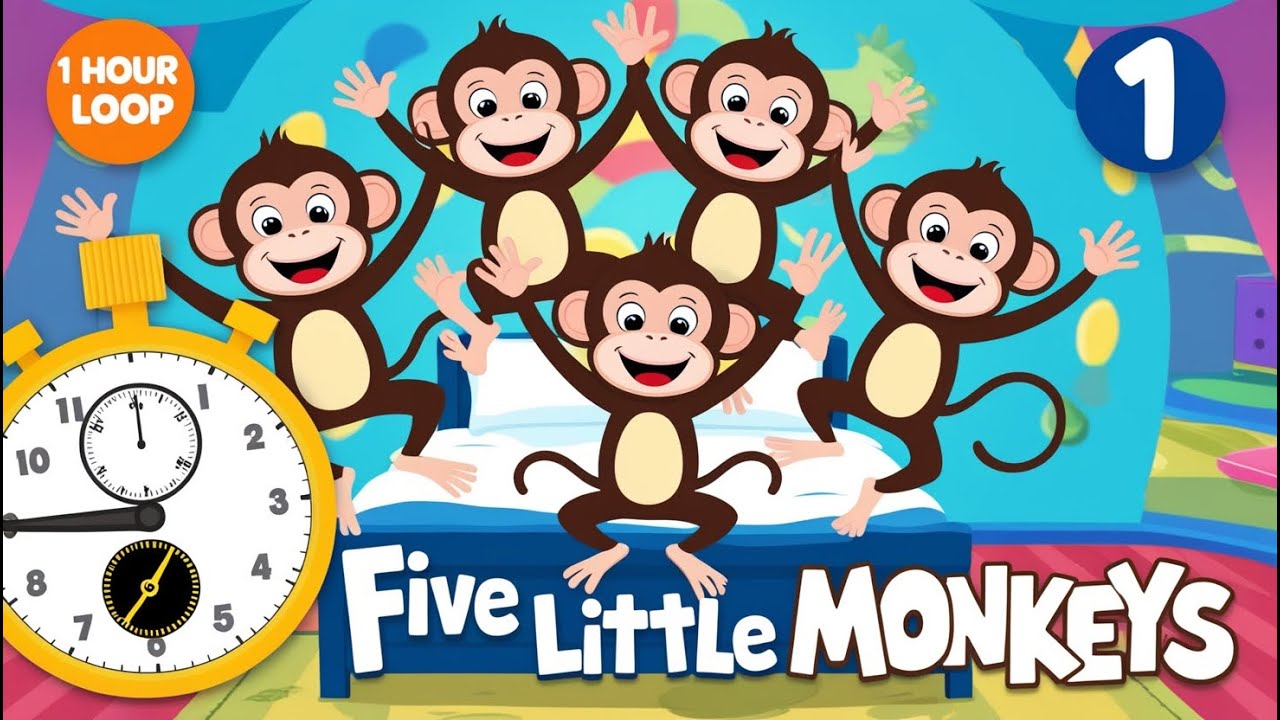 Five Little Monkeys 1 Hour Loop | Nursery Rhyme & Kids Song | Fatto The ...