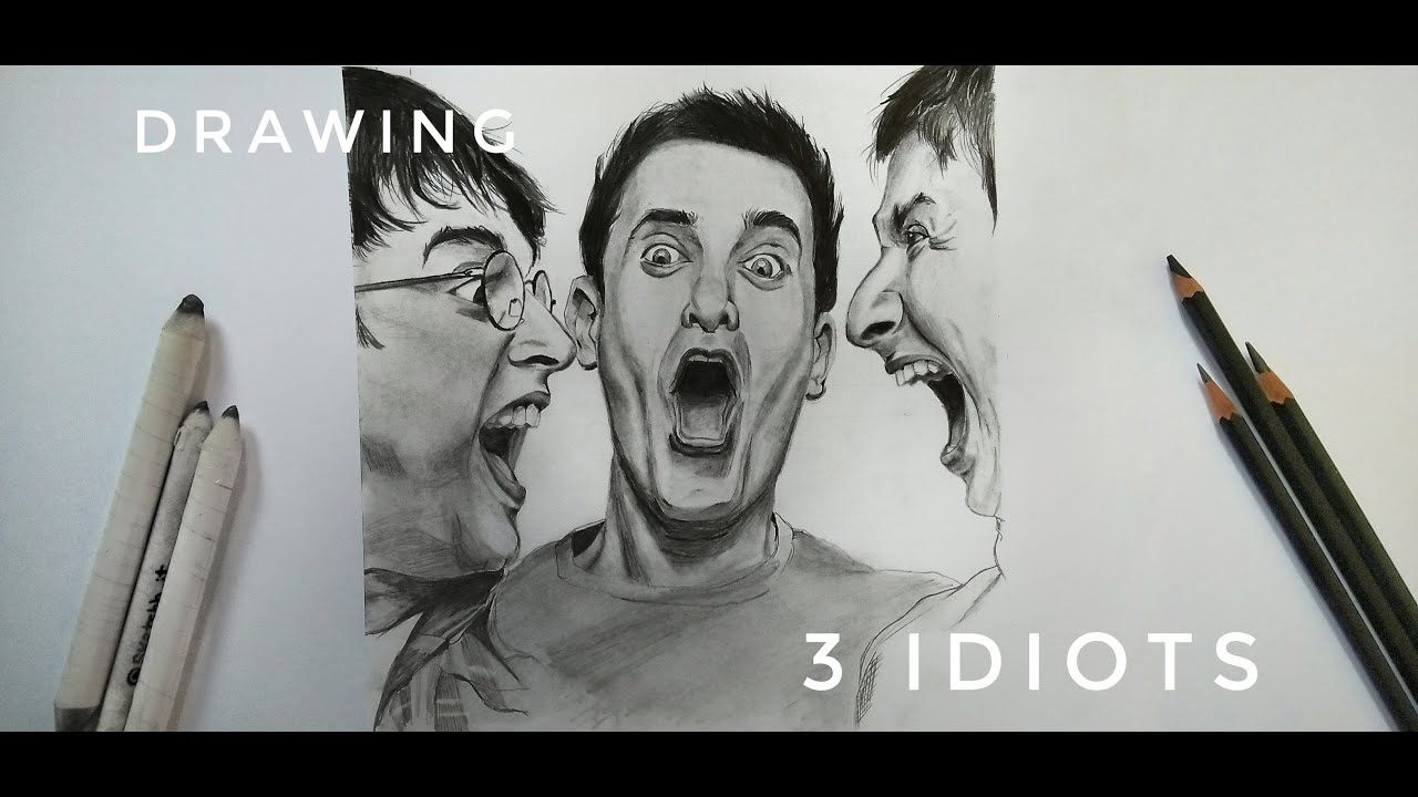 Happy friendship day - Drawing 3 idiots 😁 - YouTube