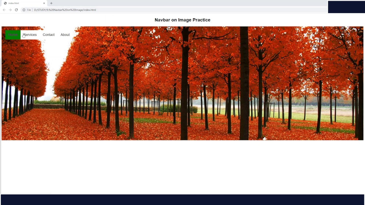 How to add a Navigation Bar on an Image using HTML and CSS - YouTube
