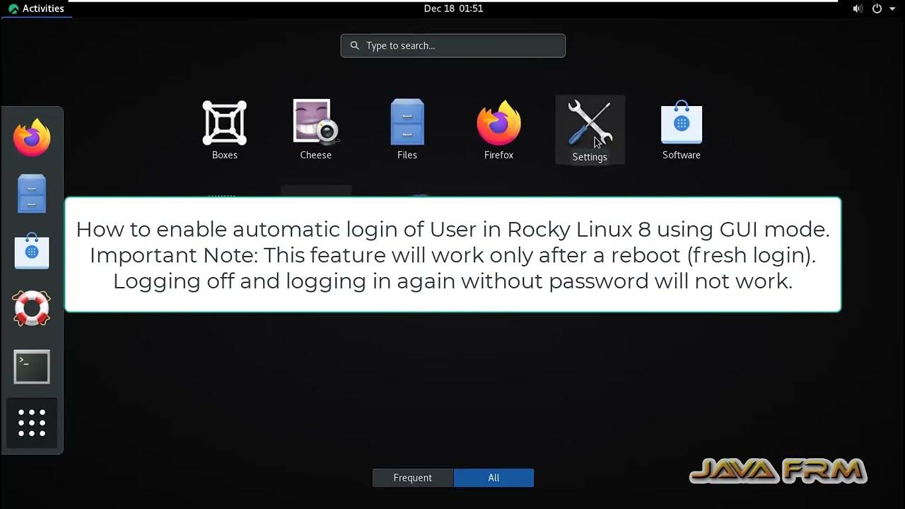 How to enable automatic login to user in Rocky Linux 8 - YouTube