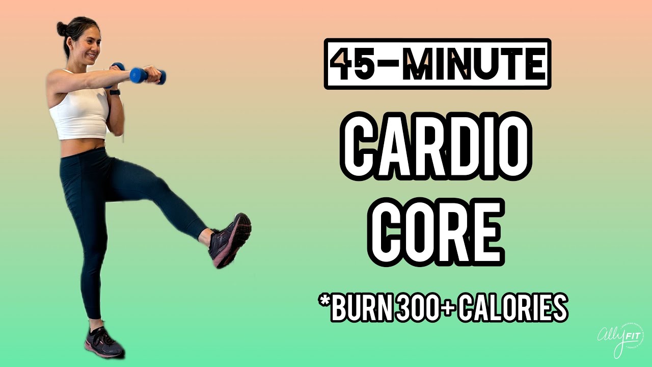 300+ Calories Burned// Cardio Core with Weights - YouTube