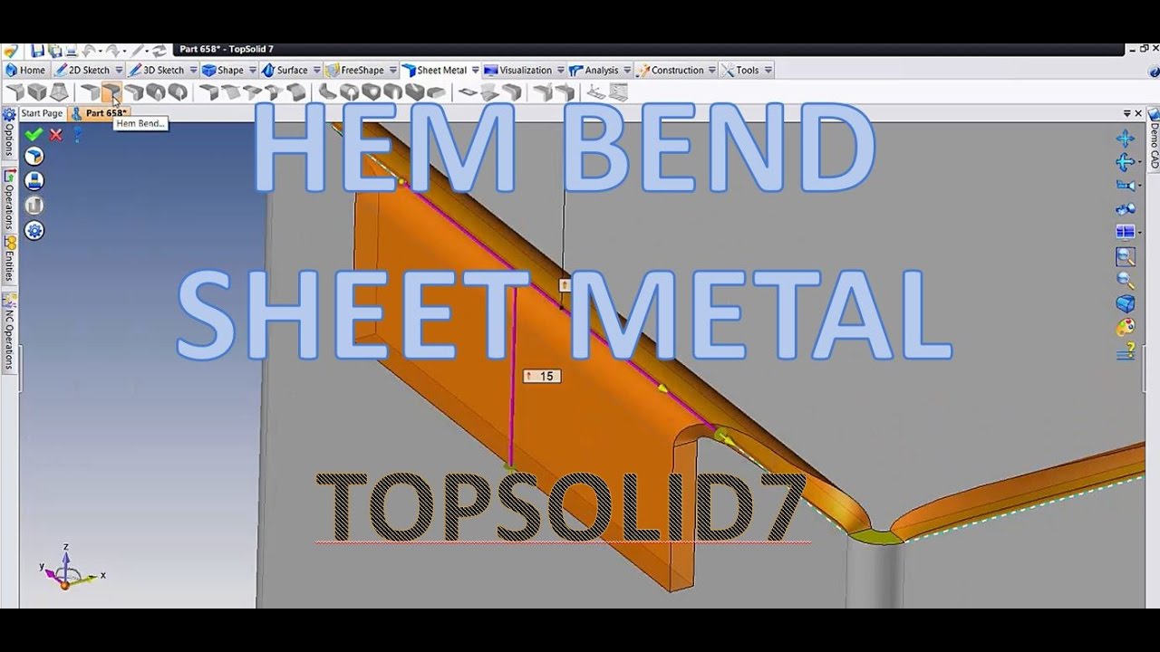 TOPSOLID7 : HEM Bend in Sheet metal - YouTube