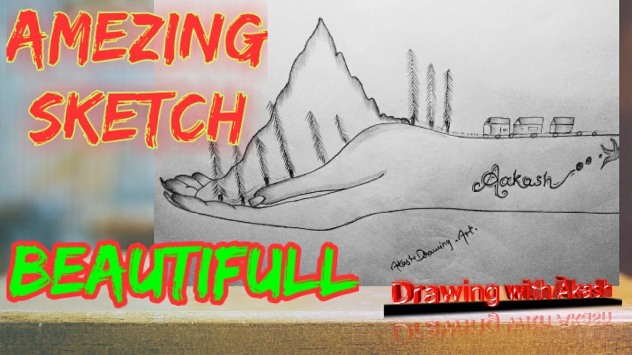 How to draw Beautifull Amezing sketch #DrawingwithAkash# draw easy step ...