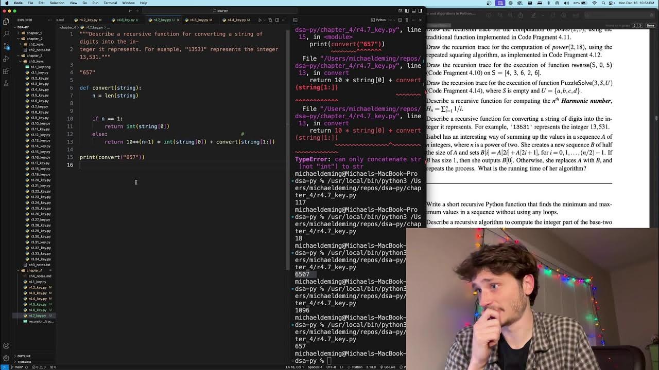 Teaching Myself Python LIVE 🔴 | Data Structures and Algorithms in Python + Project | 12-16-2024 ...