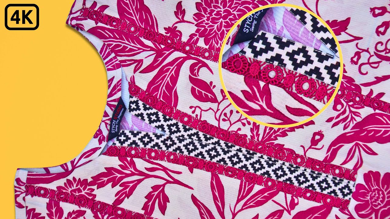 Round Neck V Placke & Filling Lace 😍 - اردو / हिंदी - YouTube