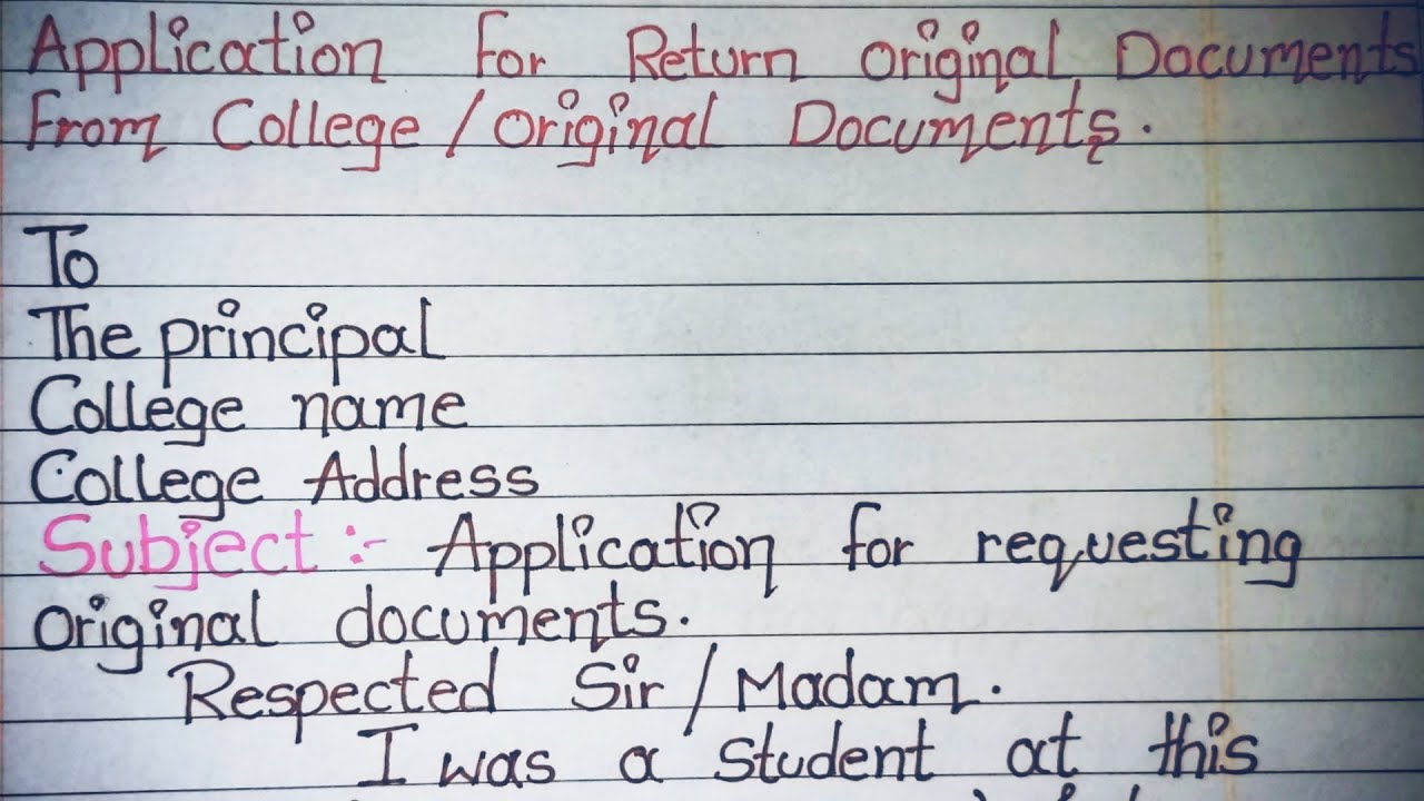 Application To Principal For Return Of Original Documents From College application-to-principal-for-return-of-original-documents-from-college
