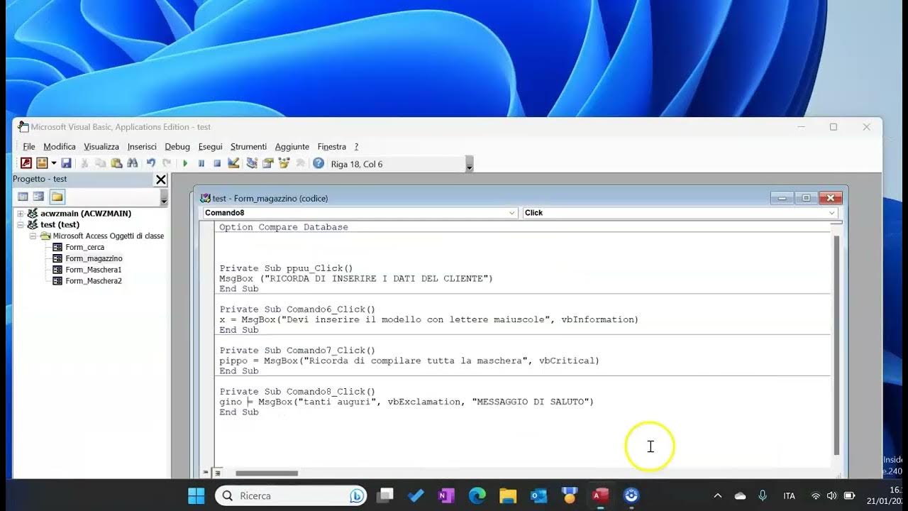 #25 - MS Access - VBA - Ancora sul MsgBox - YouTube