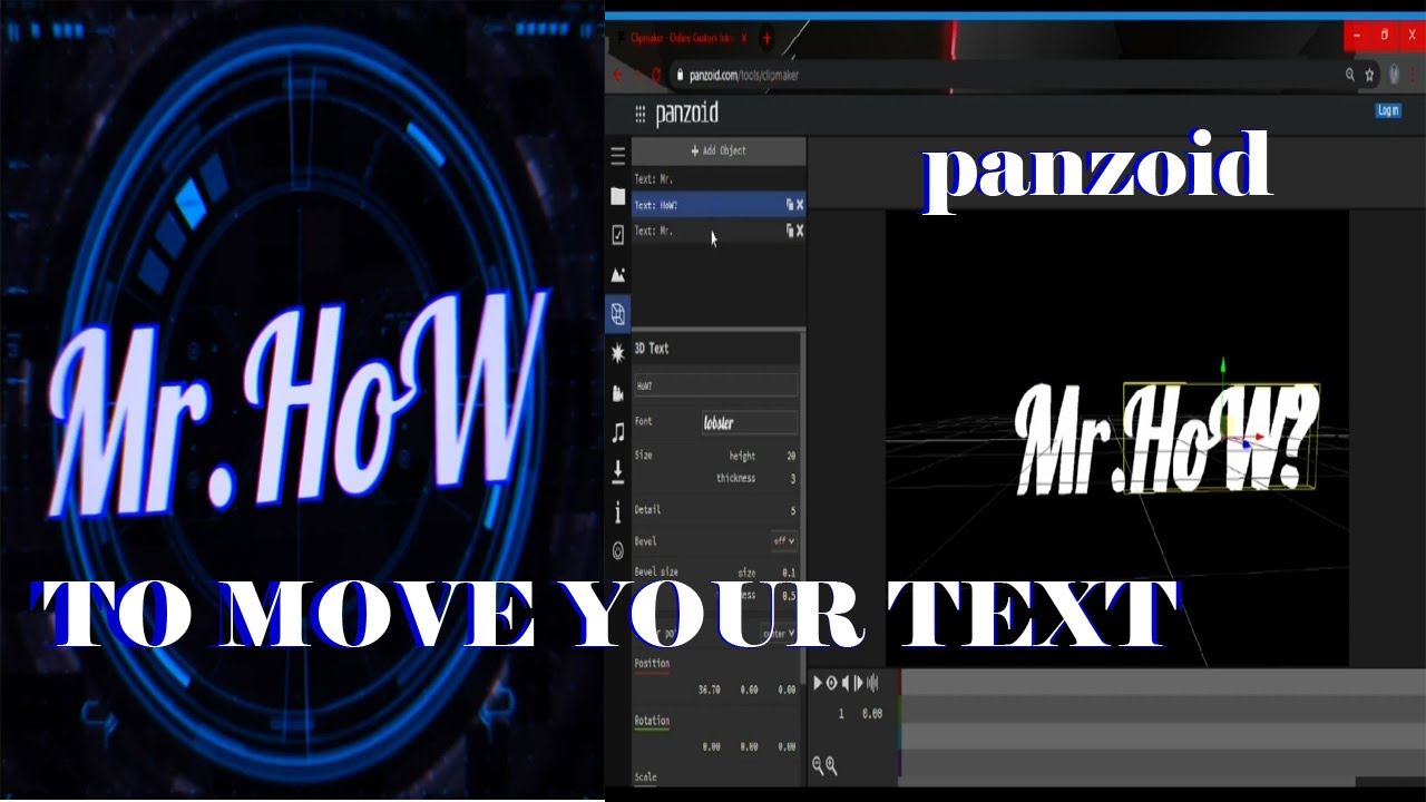 How to move text in panzoid CREATE for your youtube INTRO l Mr&mrs howl ...