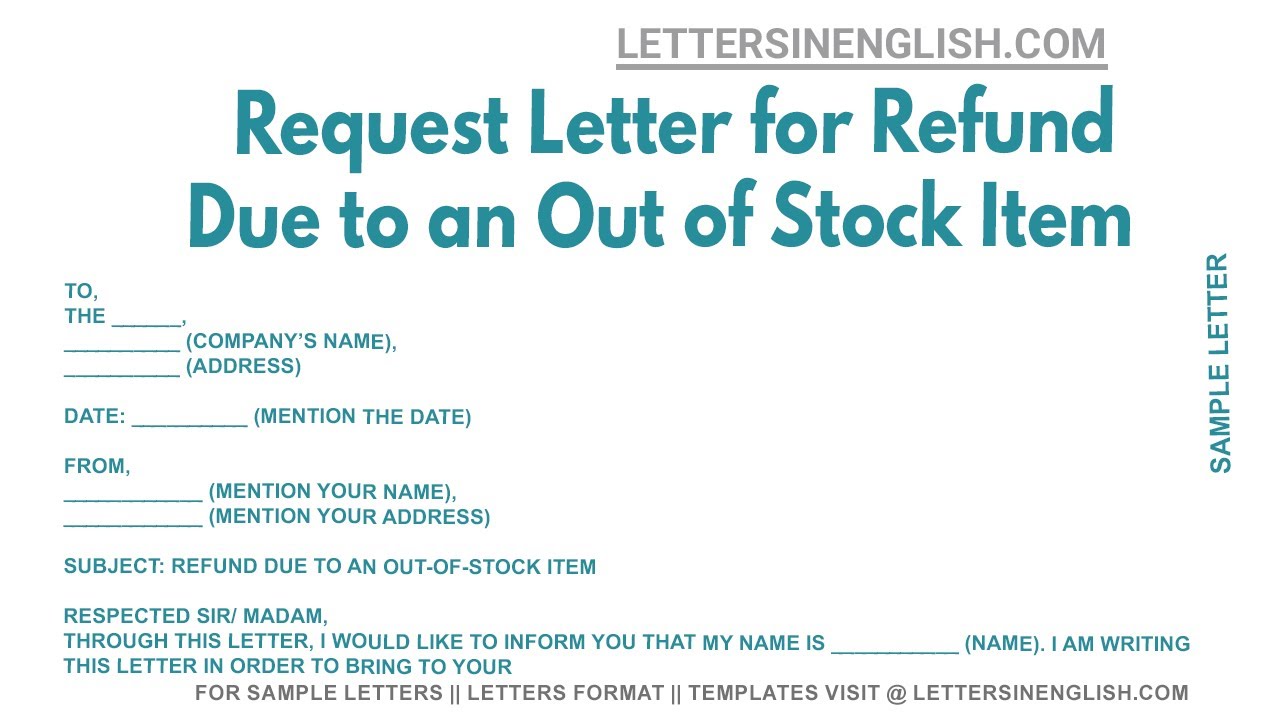 Request Letter For Refund Due To An Out Of Stock Item - YouTube
