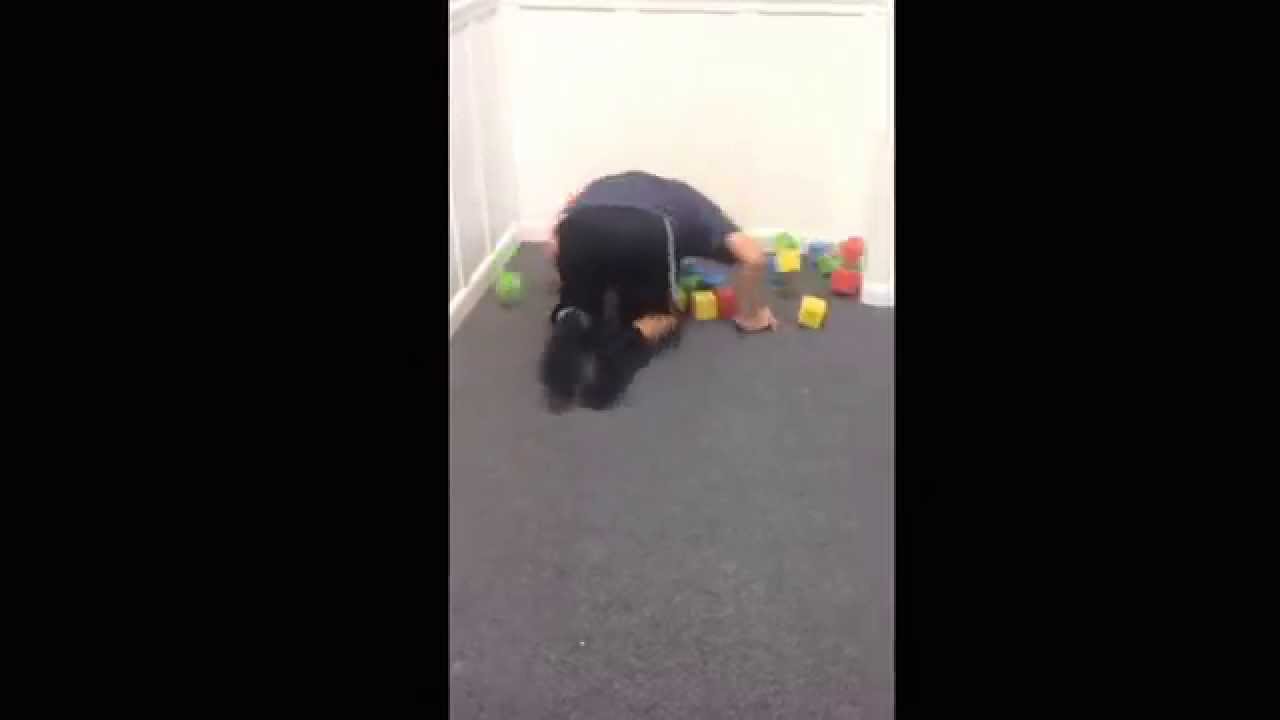 Knocking over blocks with head - YouTube