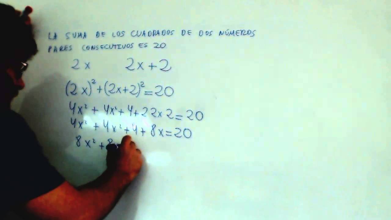 Suma de los cuadrados de dos numeros pares consecutivos es 20 Academia ...