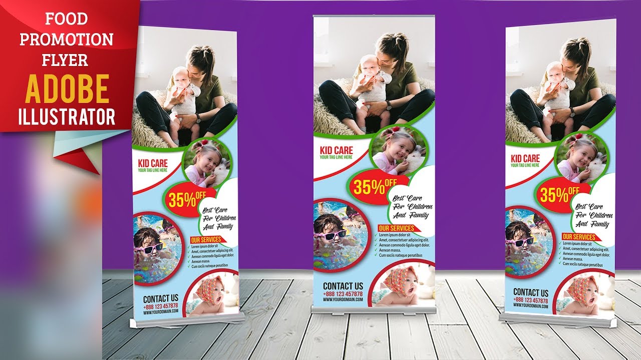 how to make Roll Up stand Design in Illustrator - YouTube