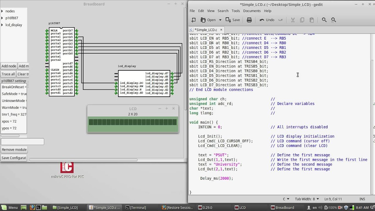 LCD Simulation using GPSIM - YouTube