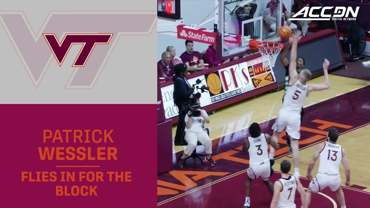 Virginia Tech's Patrick Wessler Flies In For The Block - YouTube
