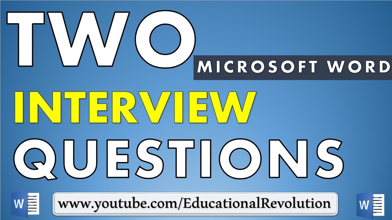 Two Microsoft Word interview Questions ~ Microsoft Word - YouTube