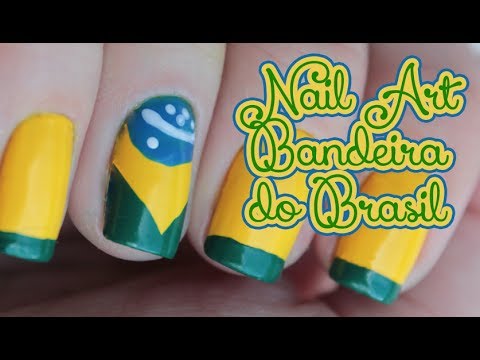 Nail Art Bandeira do Brasil - YouTube