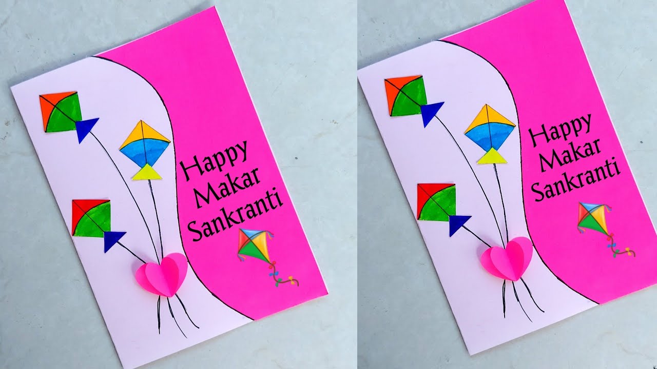 Diy easy & beautiful makar sankranti card 2024/greeting card/makar sankranti card easy/card ...