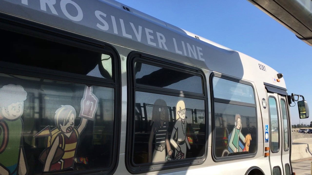 LACMTA Silver Line 2008-10 NABI Metro 45C "Compobus" CNG 8381 on Route ...