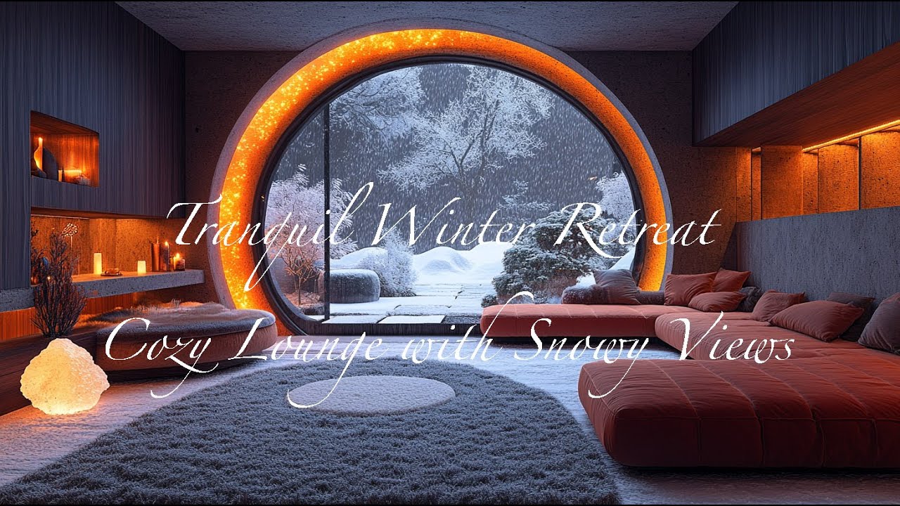Relaxing Winter Lounge | Serene Snowfall and Ambient Glow - YouTube