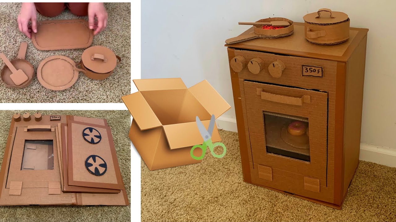 DIY | How to make a oven and dishes using cardboard - YouTube