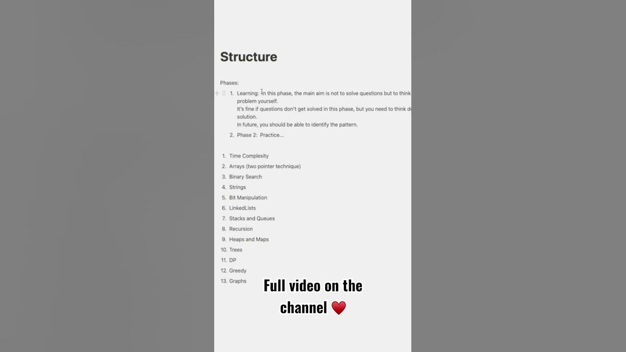 Shorts Short Dsa Preparation Plan ♥️ Youtube
