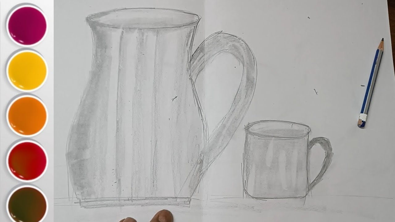 How to draw a jug and cup with pencil | pencil drawing | easy pencil ...