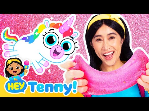 🦄 Unicorn Slime Mixing with Tenny | Educational Videos for Kids | Hey Tenny!