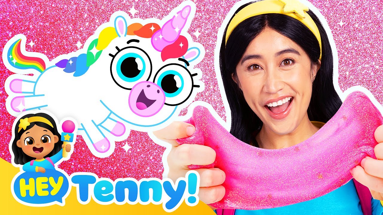 🦄 Unicorn Slime Mixing with Tenny | Educational Videos for Kids | Hey ...