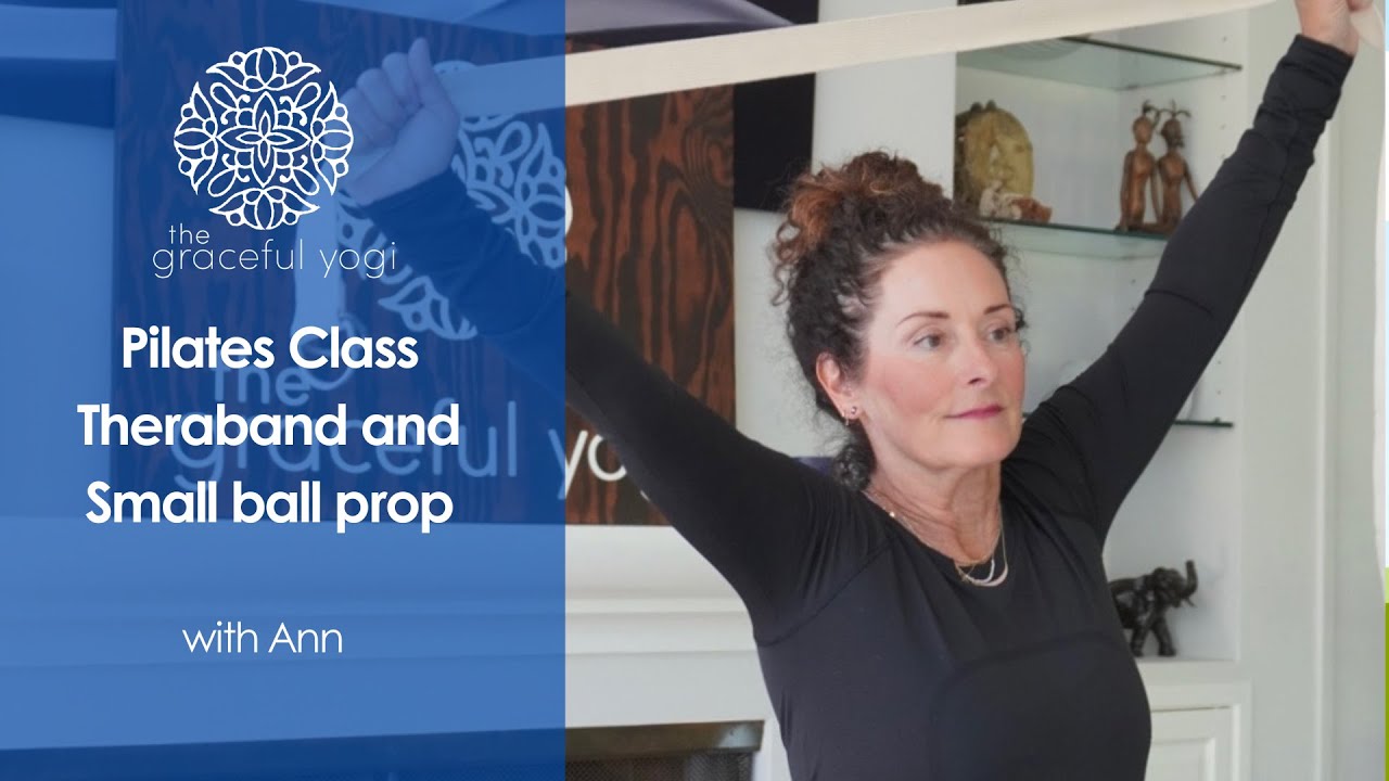 Pilates Class Theraband and small ball prop - YouTube